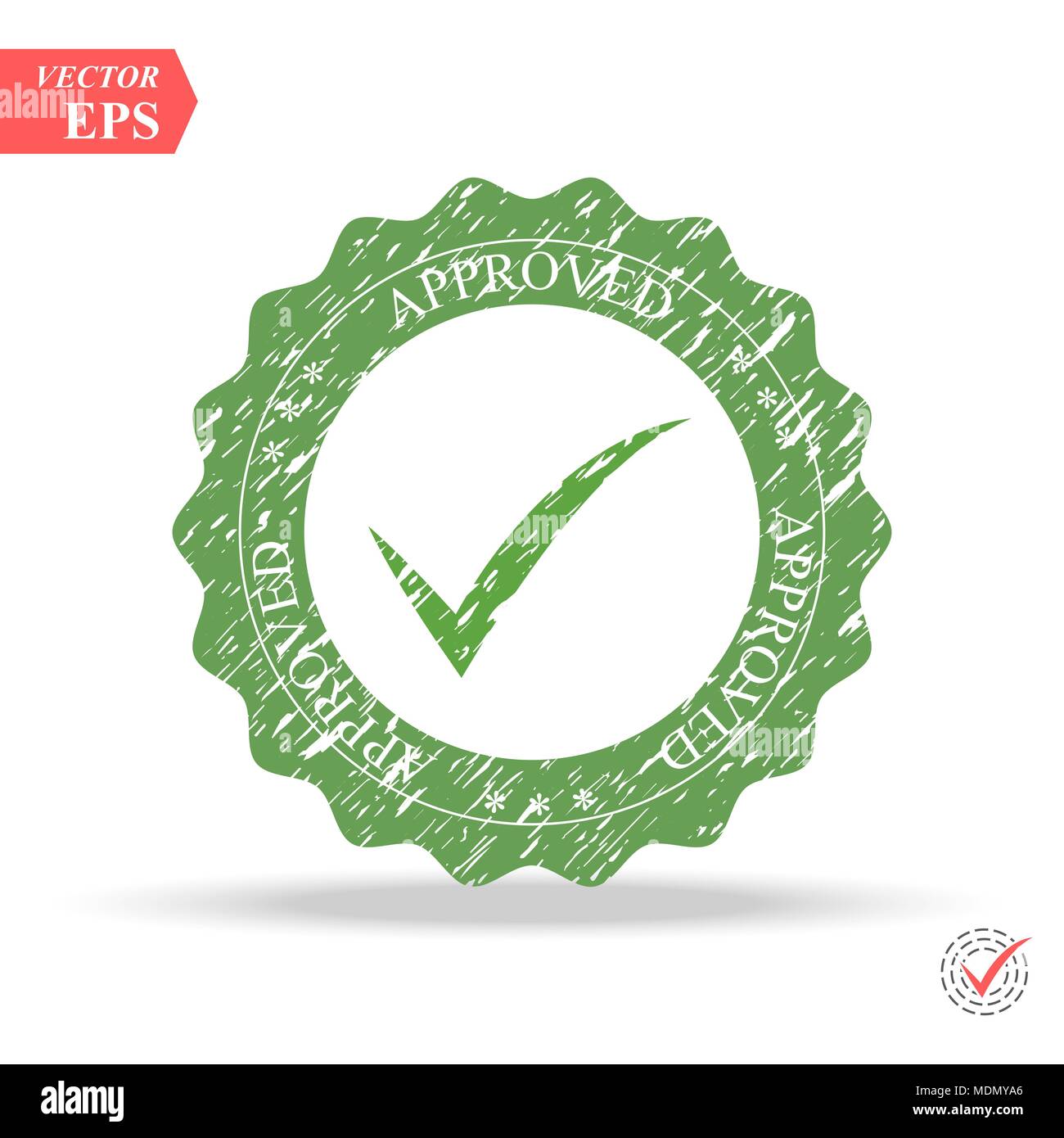 Approved rubber stamp sign.-eps10 vector. Green checkmark icon isolated ...