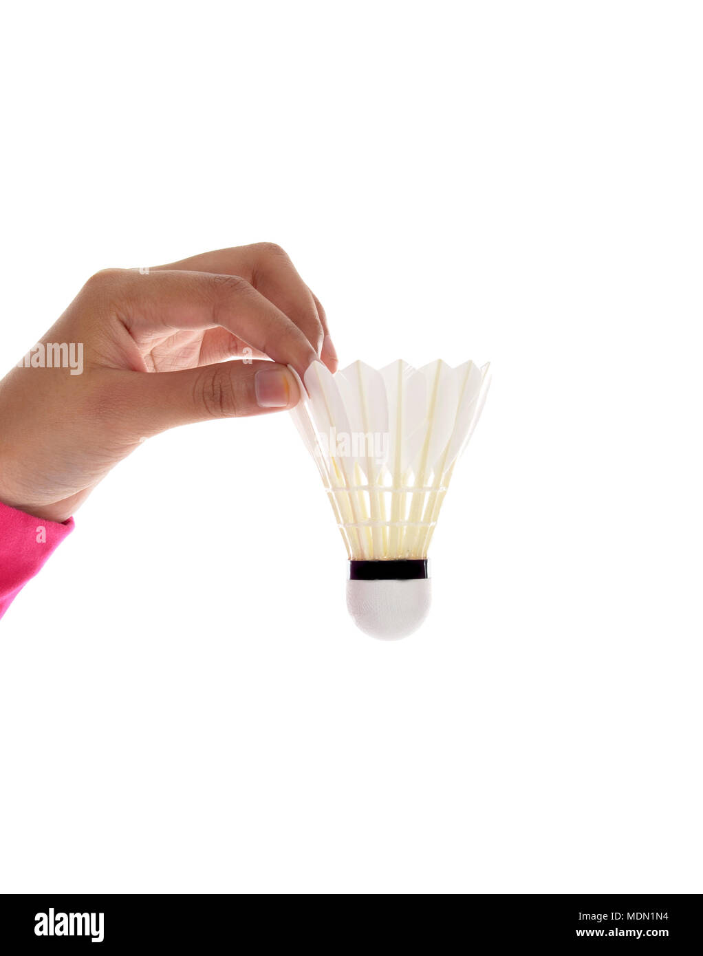 Hand holding Badminton shuttlecock isolated on white background Stock ...