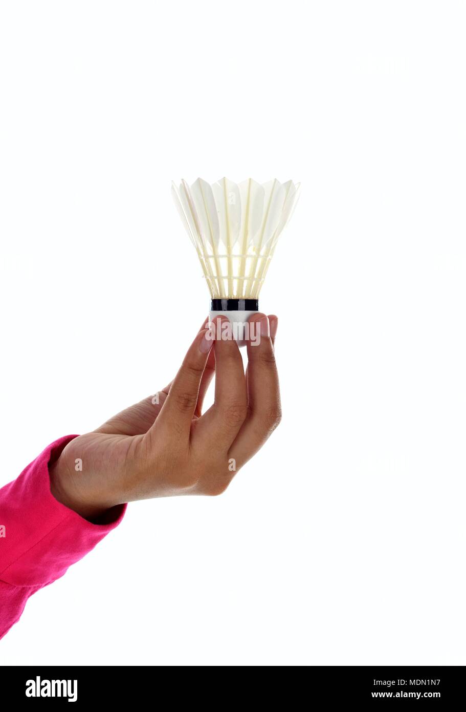 Hand holding Badminton shuttlecock isolated on white background Stock ...