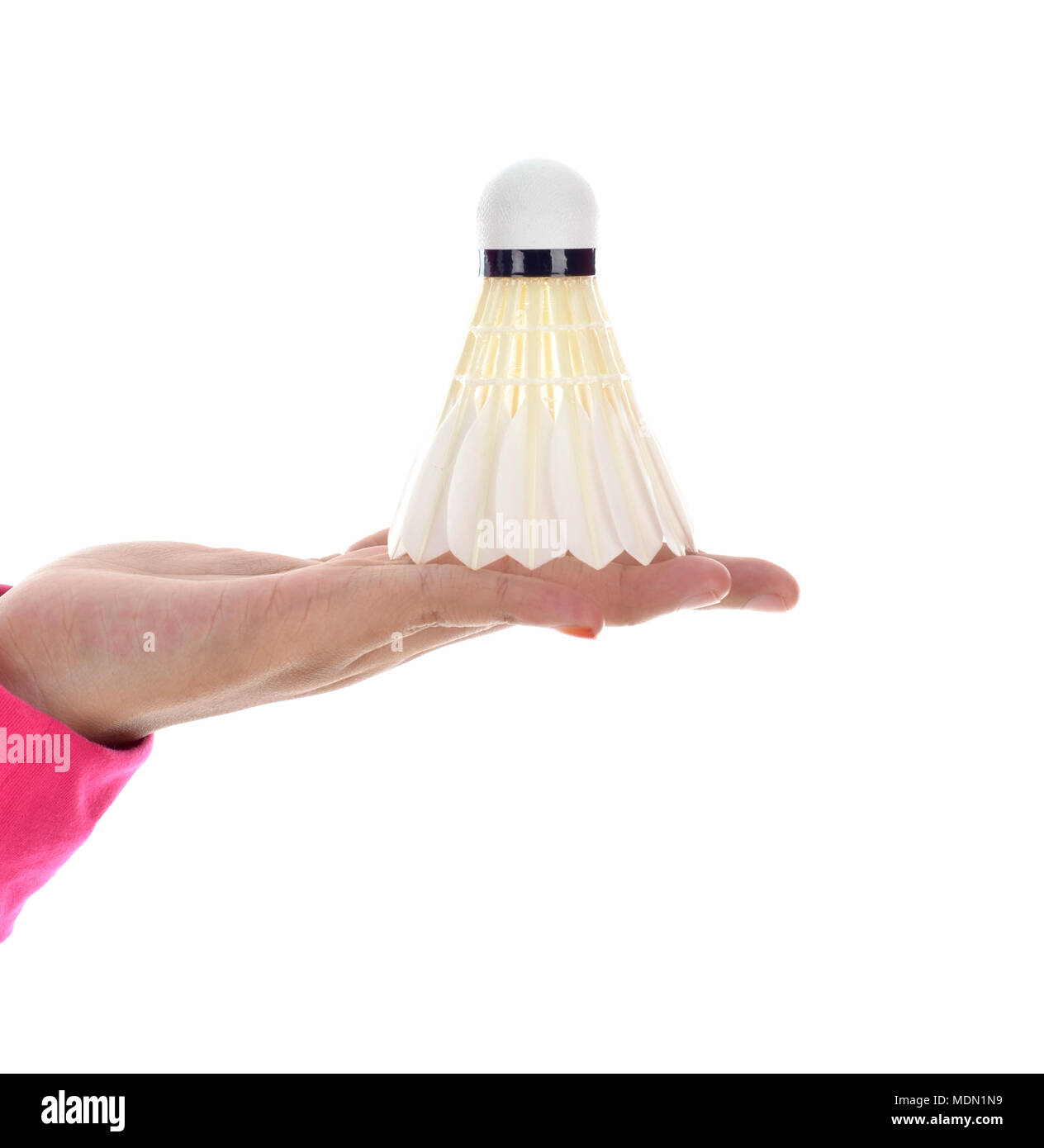 Hand holding Badminton shuttlecock isolated on white background Stock ...