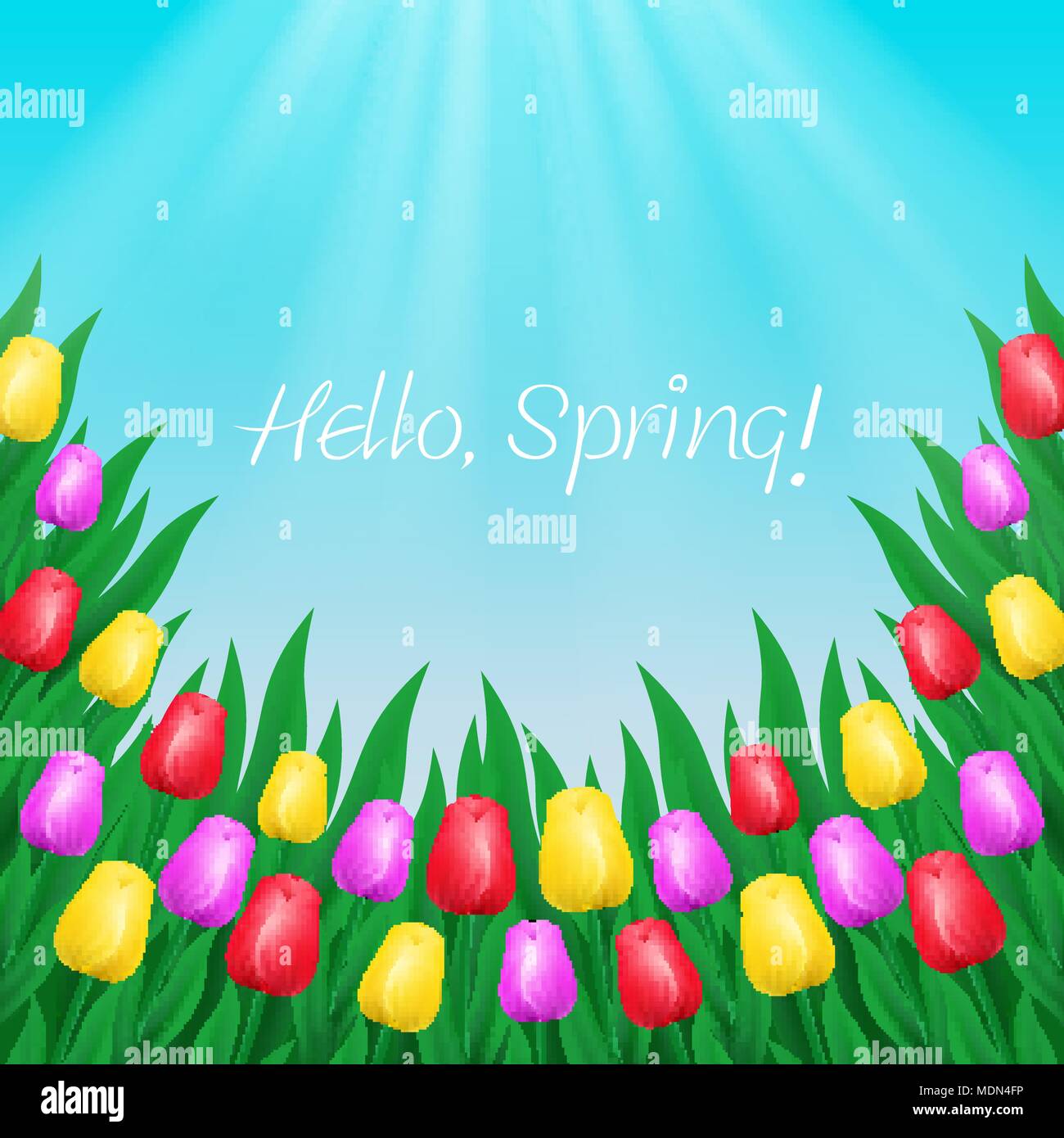 Tulips red blue background Stock Vector Images - Alamy