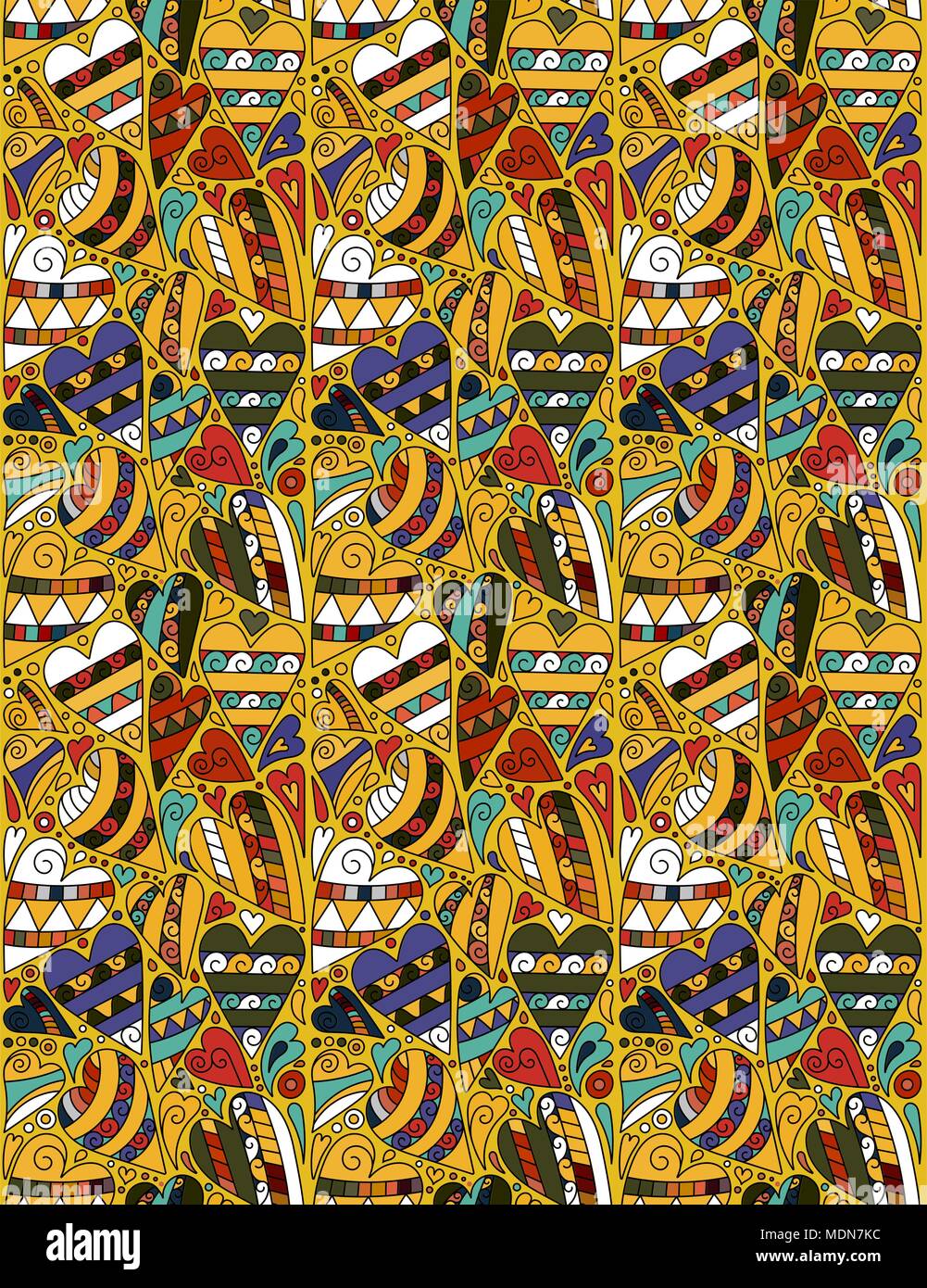 Orange yellow colors Hearts Vertical Seamless Pattern Border in ...