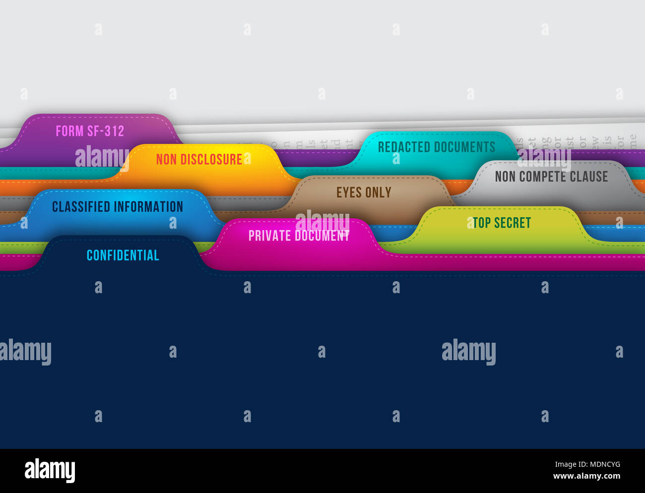 Top secret confidential concept represent with colorful map folders and ...