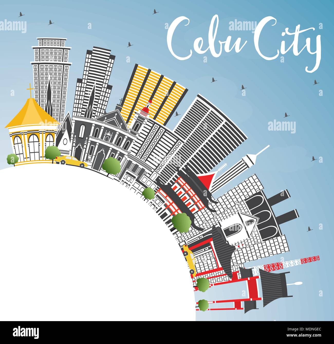 Cebu City Philippines Skyline with Gray Buildings, Blue Sky and Copy ...