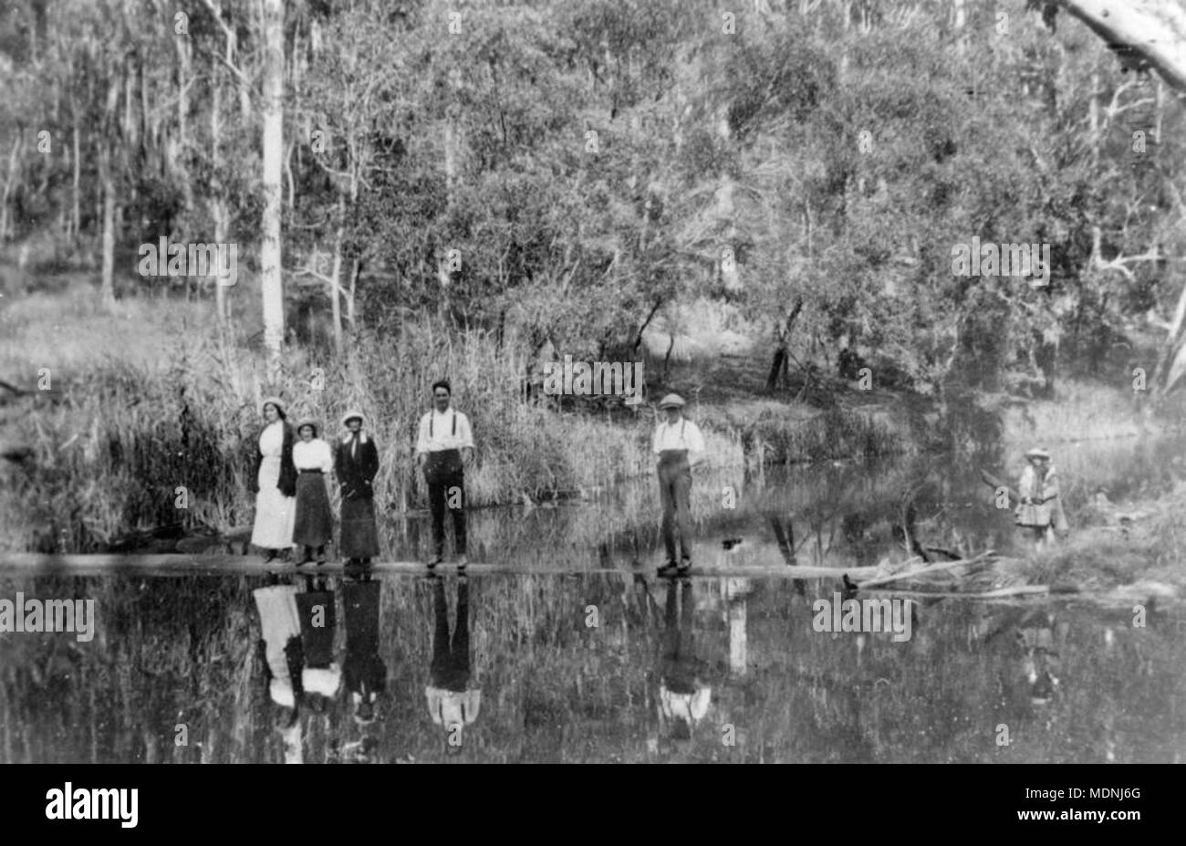 Party at Kellys Camp Lagoon ca 1916 Stock Photo - Alamy