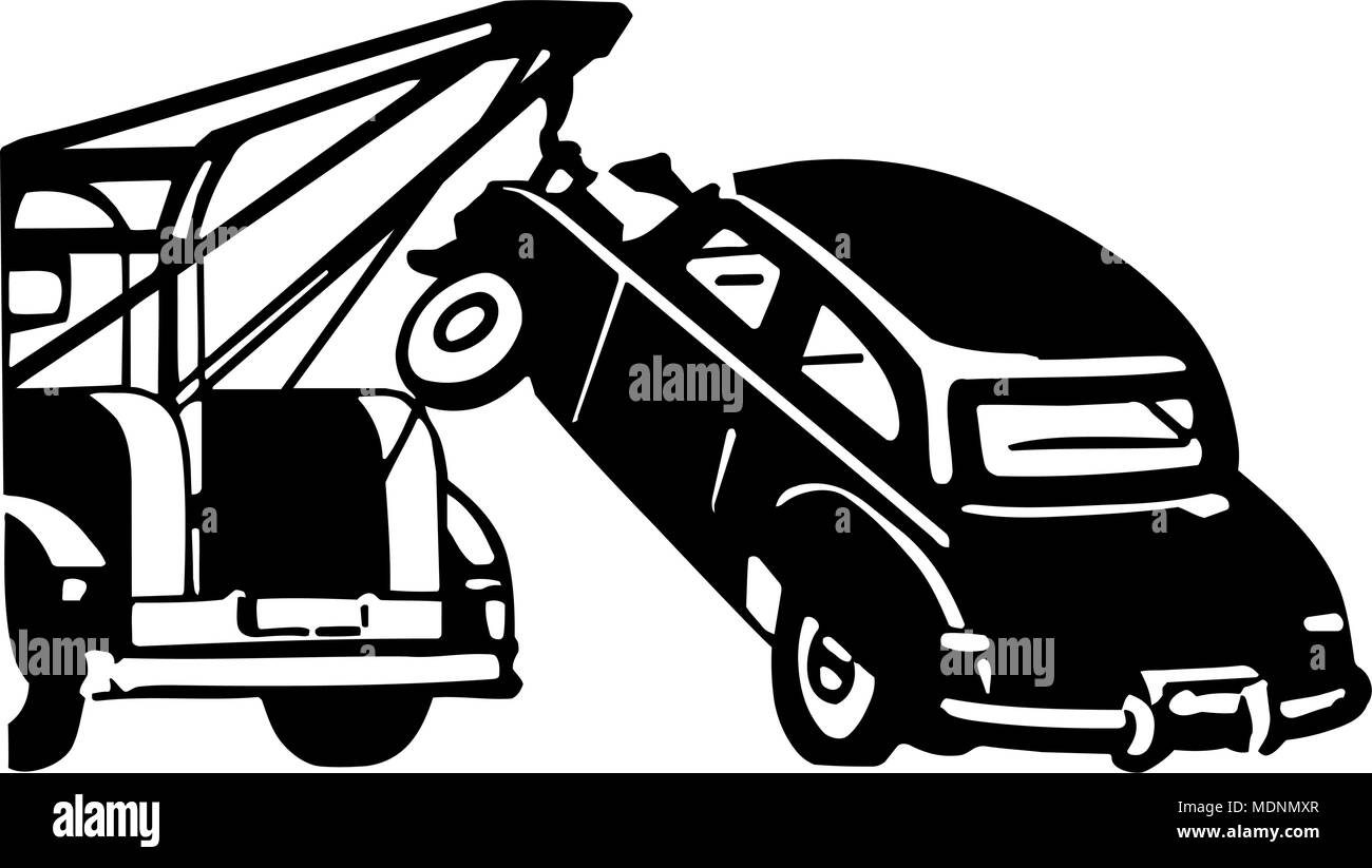 Car Being Towed- Retro Clipart Illustration Stock Vector Image & Art ...