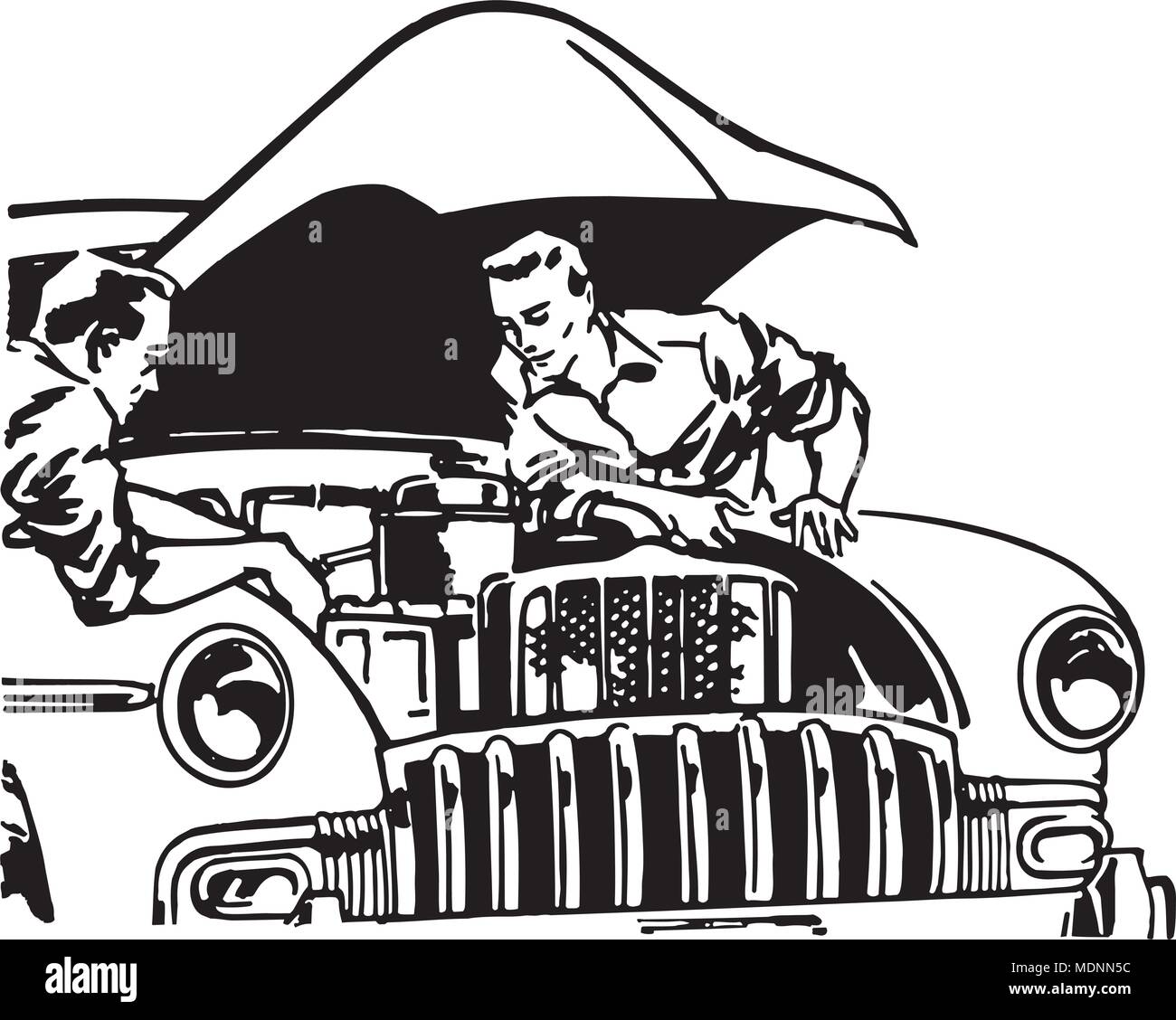 Car Tune Up - Retro Clipart Illustration Stock Vector Image & Art - Alamy