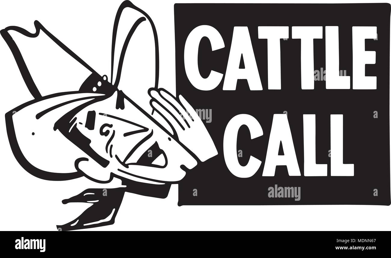 Cattle Call - Retro Clipart Illustration Stock Vector Image & Art - Alamy