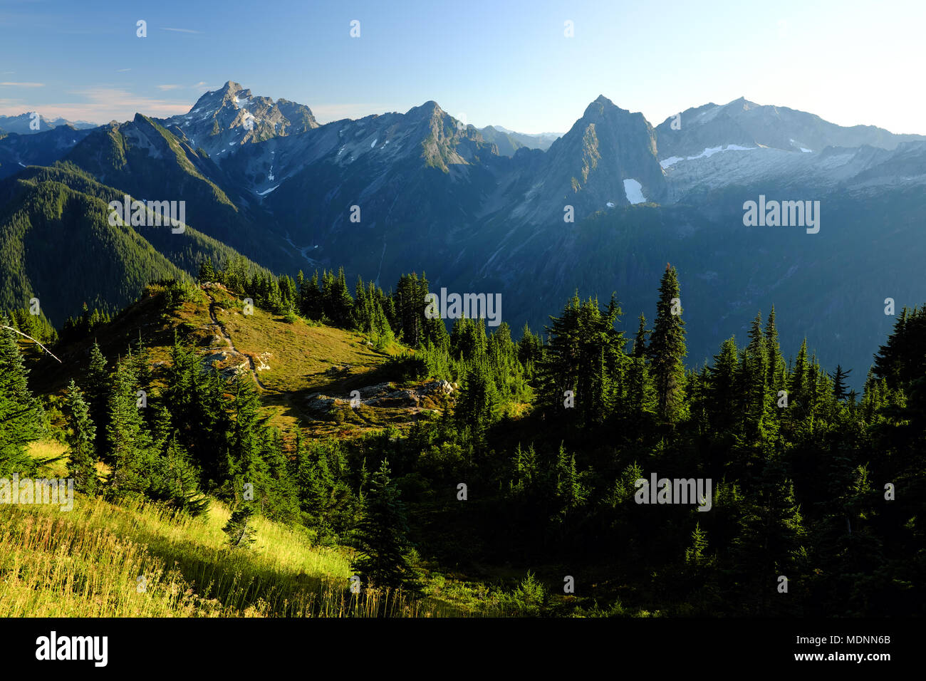 Mt. Dickerman trail in Washington's North Cascade mountains Stock Photo ...