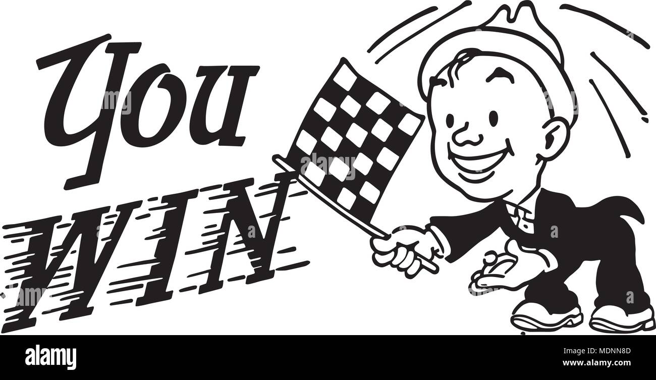 Checkered Flag You Win - Retro Clipart Illustration Stock Vector Image ...