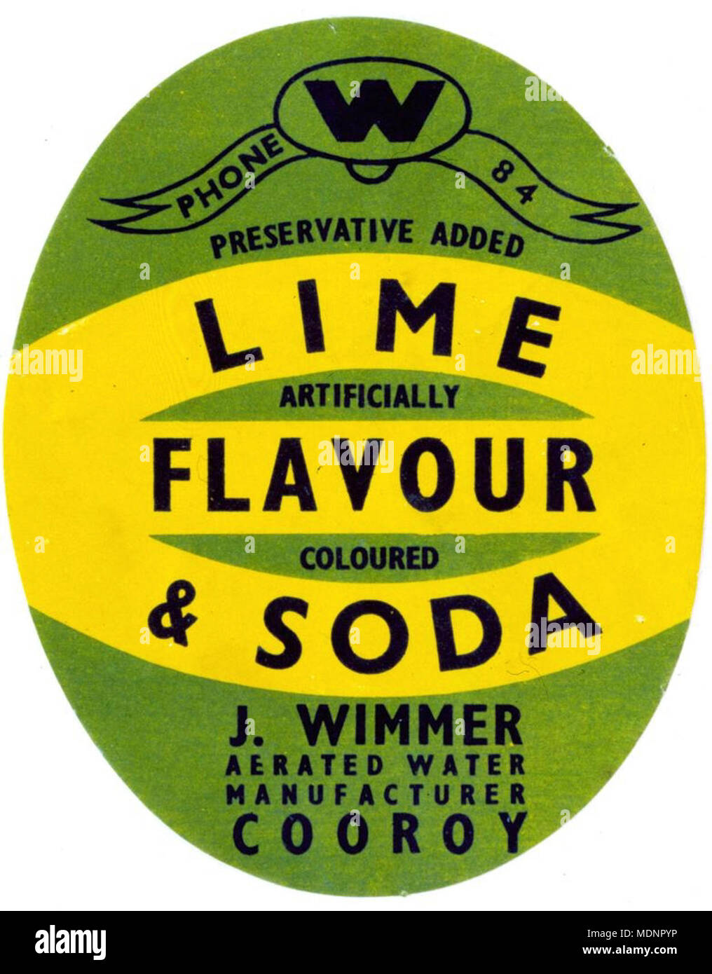 Soft drink label from a bottle of Wimmers Lime flavour Stock Photo - Alamy
