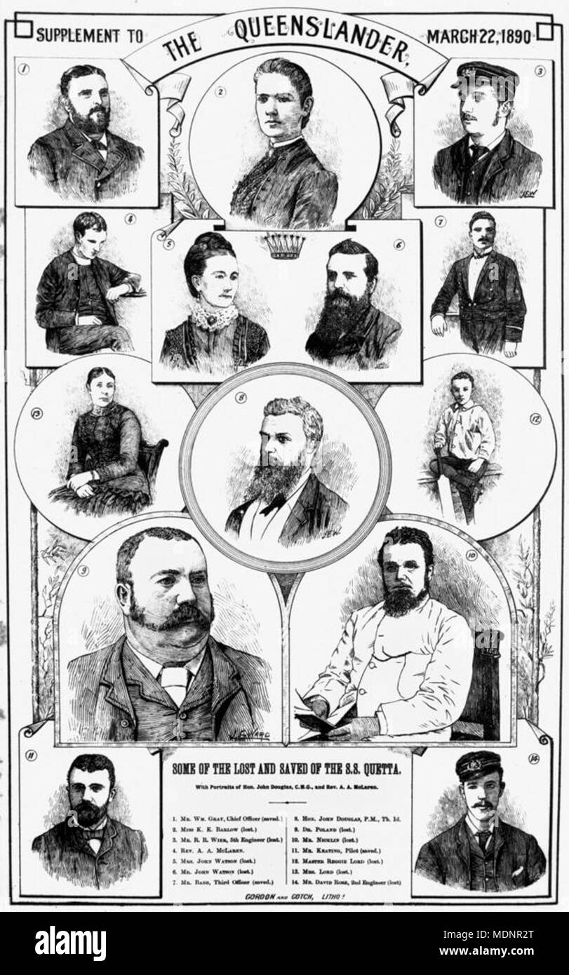 Some of the lost and saved of the RMS Quetta Stock Photo - Alamy