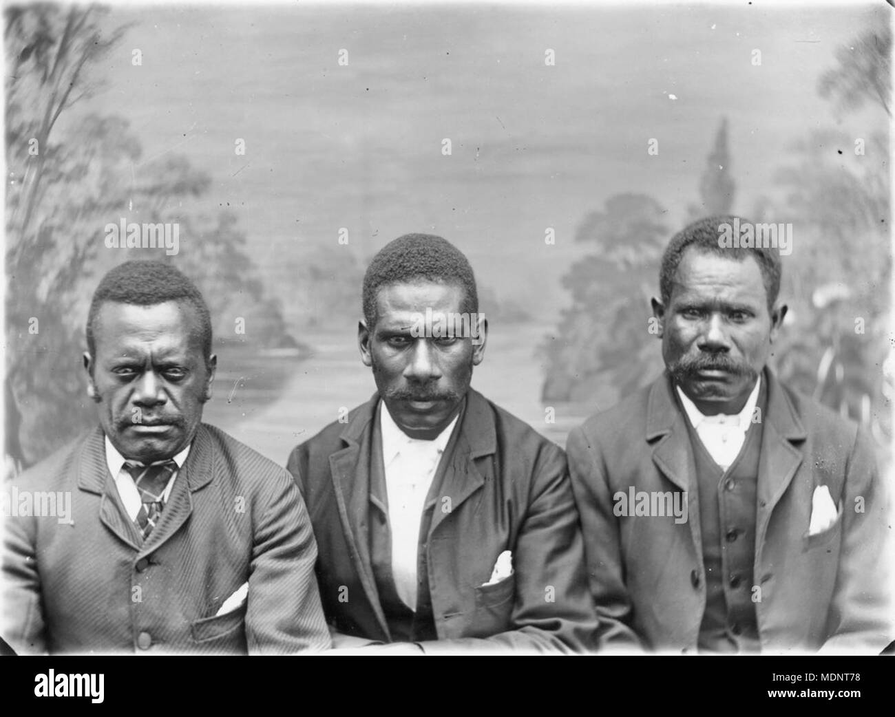 Studio portrait of three South Sea Islander men in Queensland Stock ...