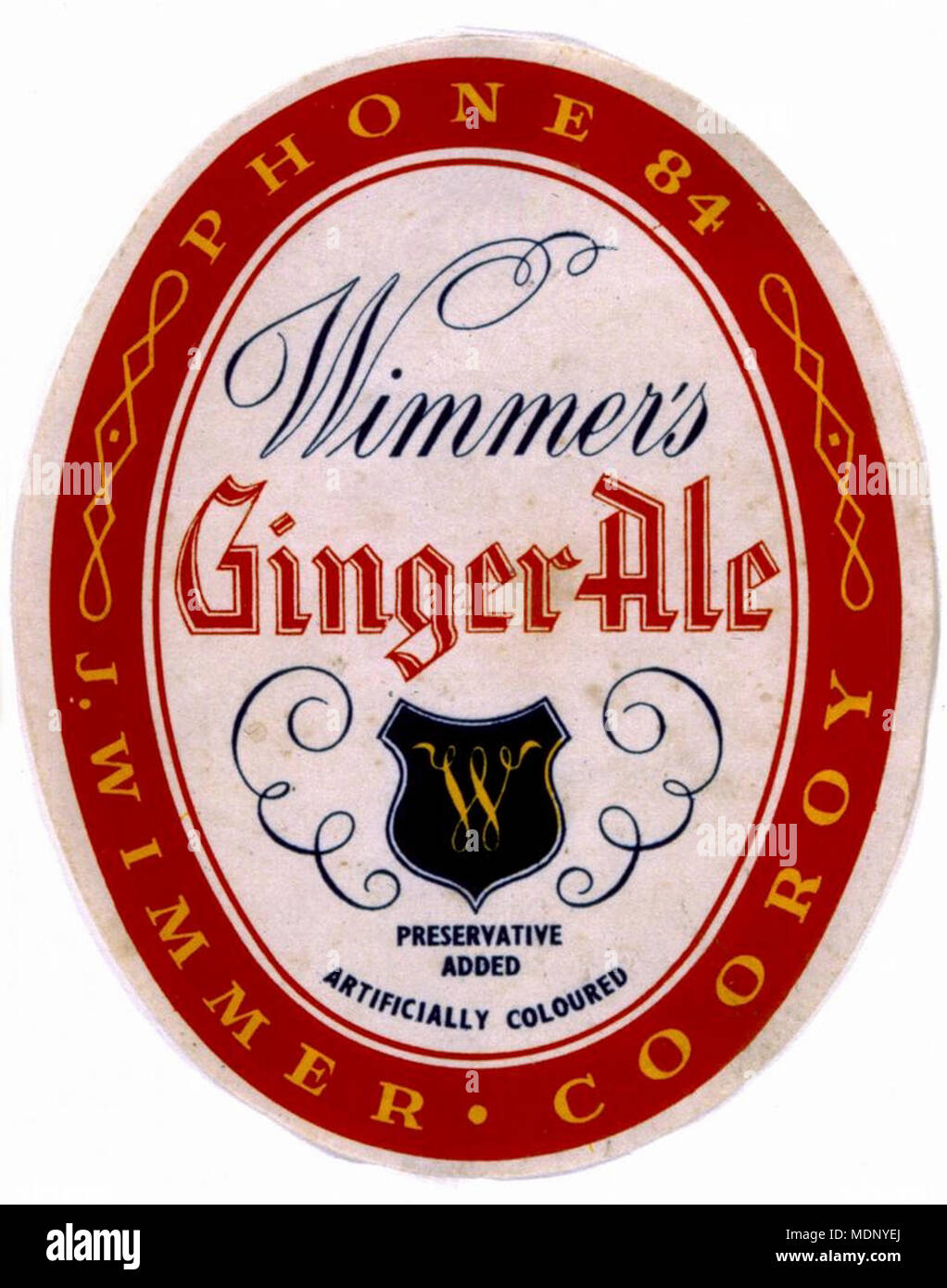 Wimmers Ginger Ale label Stock Photo - Alamy