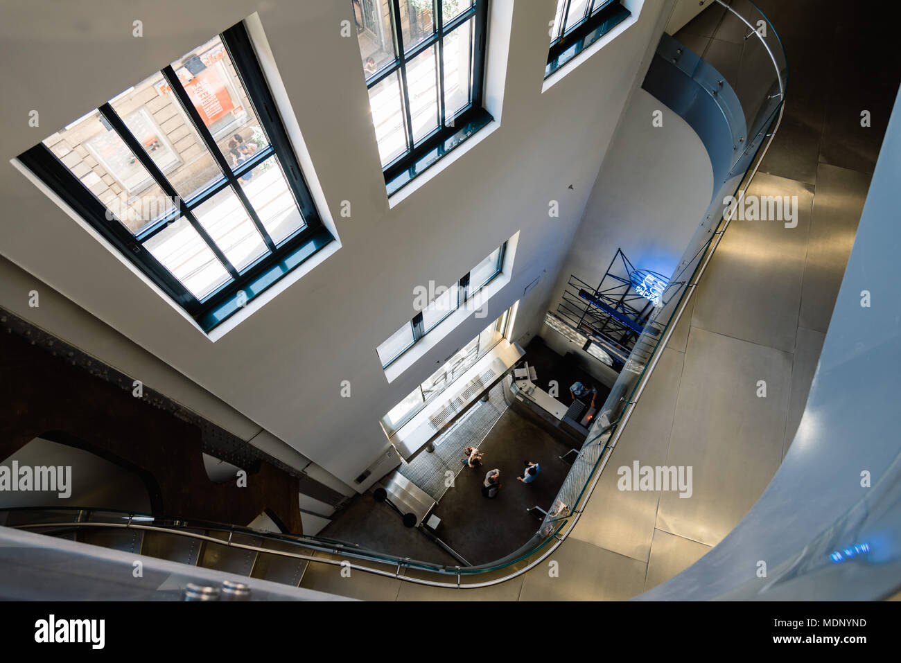 Madrid, Spain - July 9, 2017: High angle view of main hall of ...