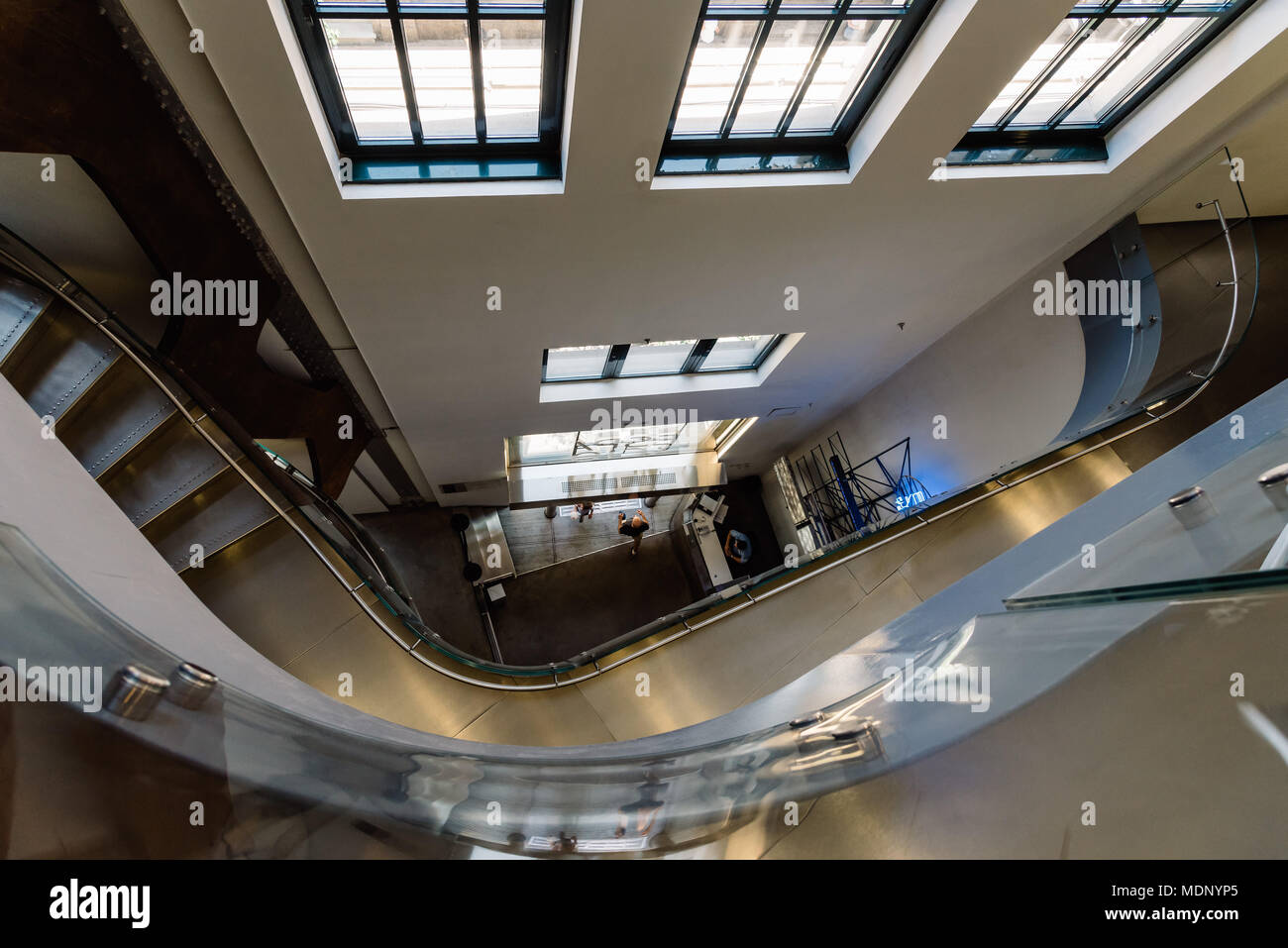 Madrid, Spain - July 9, 2017: High angle view of main hall of ...