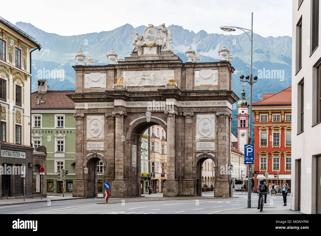 Innsbruck, Austria - August 9, 2017: Triumphal Arch or Triumphpforte ...