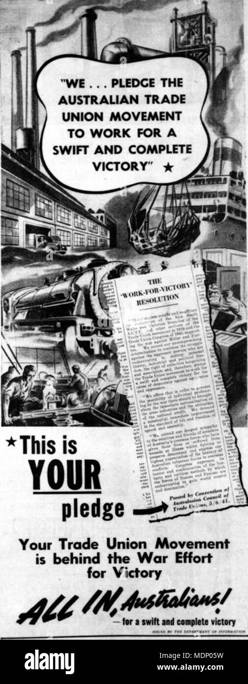 Work for Victory pledge from the Trade Union Movement, June Stock Photo ...