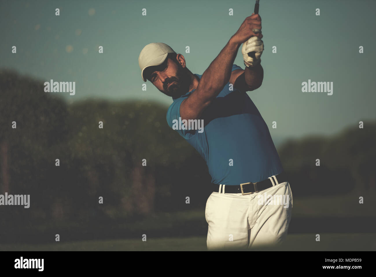 pro golf player shot ball from sand bunker at course Stock Photo - Alamy