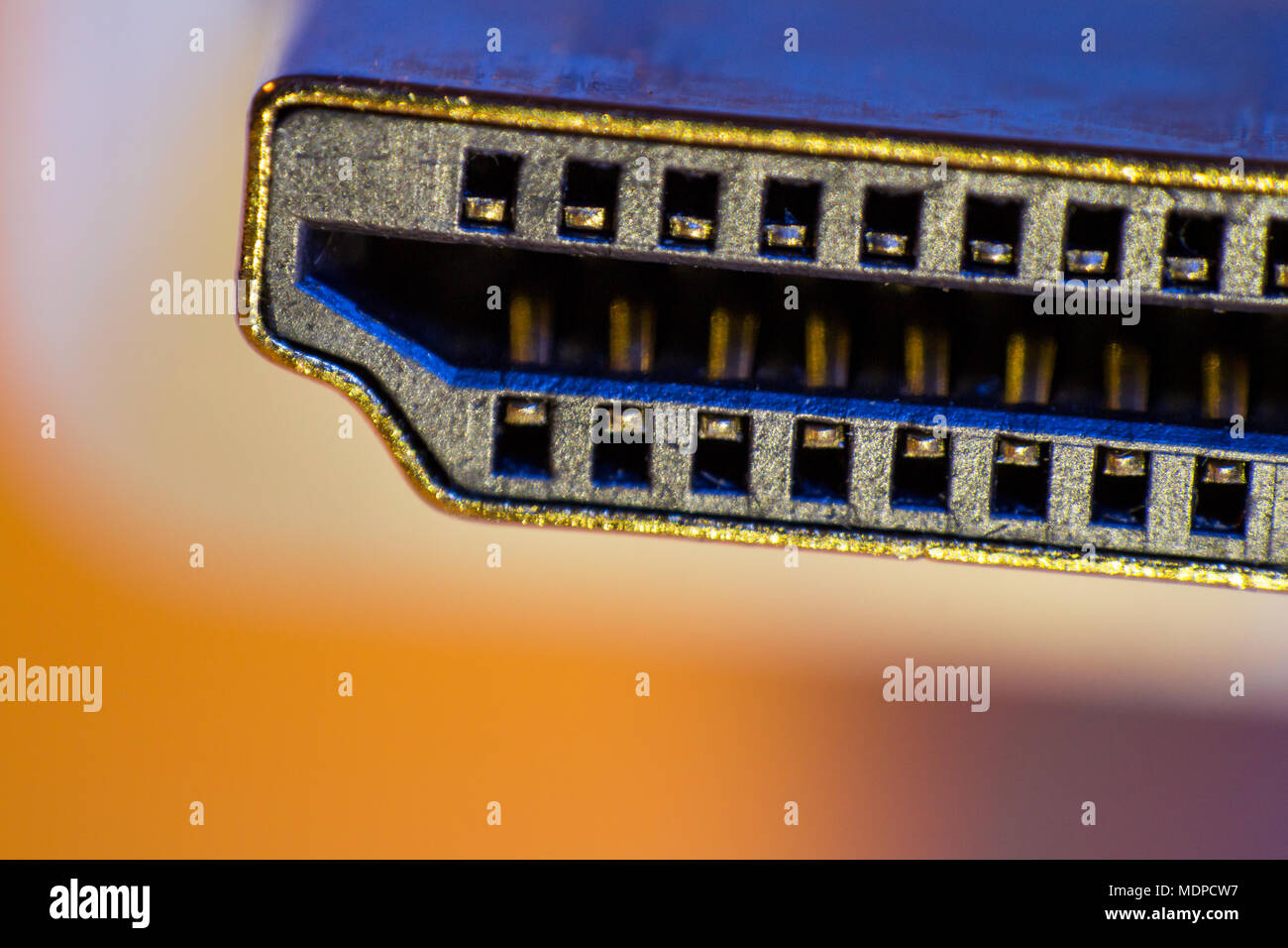 Macro closeup of HDMI cable connector Stock Photo - Alamy