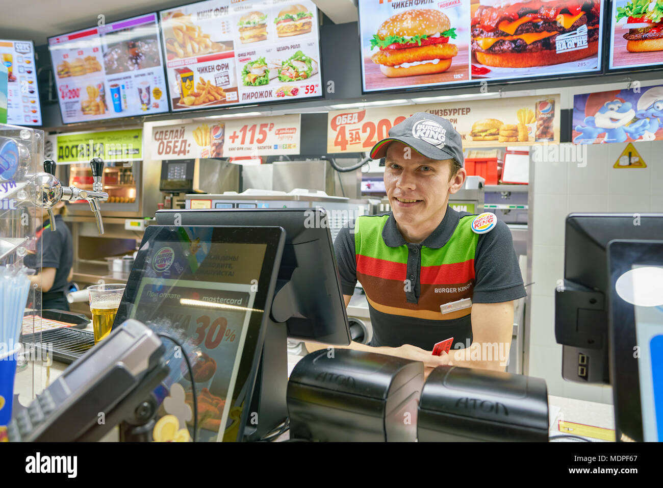 SAINT PETERSBURG - CIRCA SEPTEMBER, 2017: indoor portrait of worker at ...