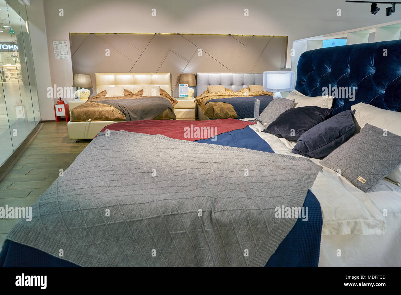 SAINT PETERSBURG, RUSSIA - CIRCA OCTOBER, 2017: inside Askona store at ...