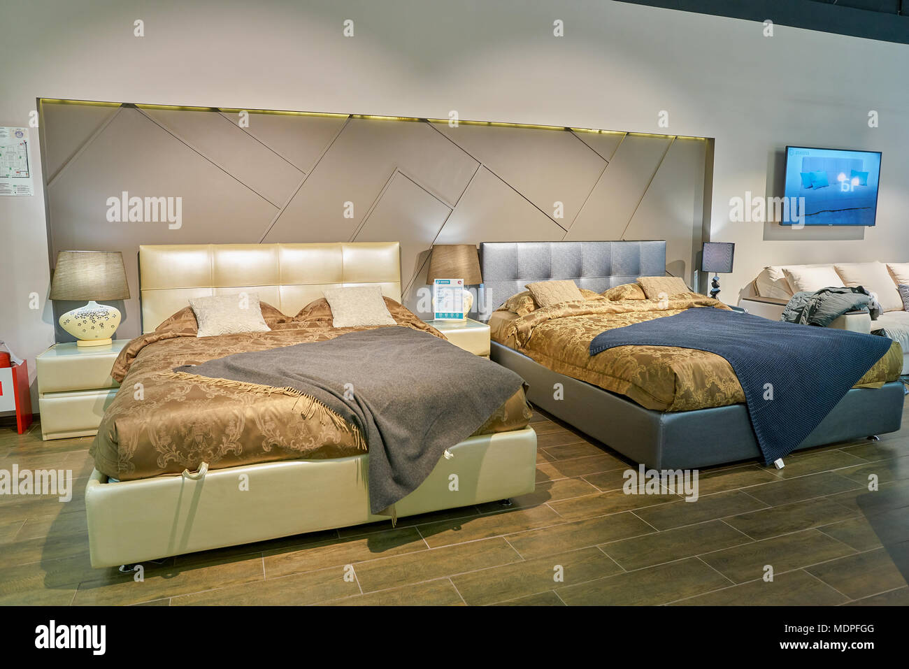 SAINT PETERSBURG, RUSSIA - CIRCA OCTOBER, 2017: inside Askona store at ...