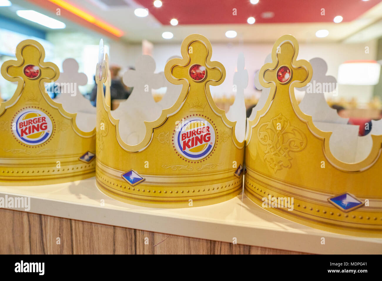 SAINT PETERSBURG CIRCA OCTOBER 2017 Paper Crowns At Burger King 