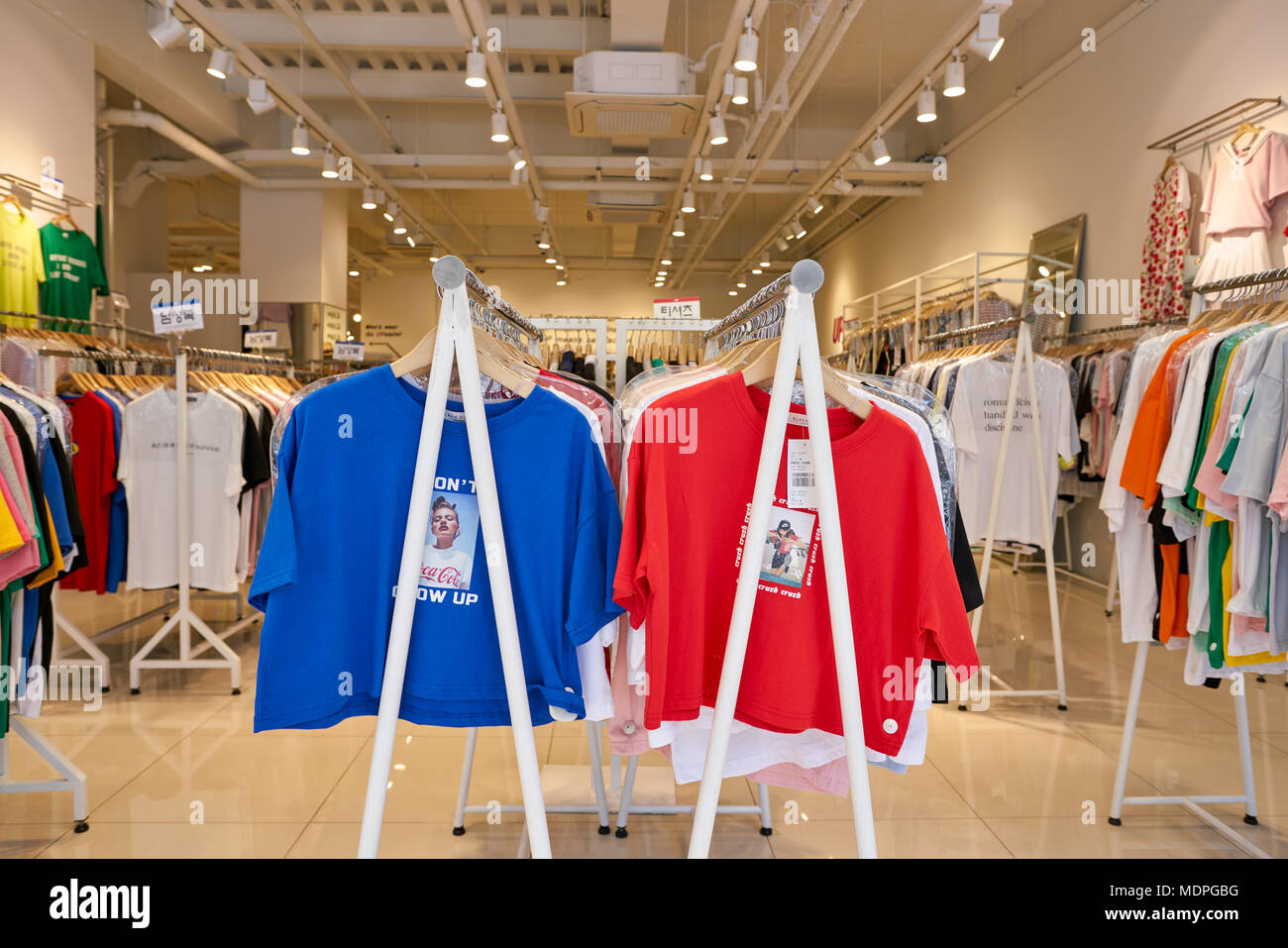 BUSAN, SOUTH KOREA - CIRCA MAY, 2017: inside a store in Busan Stock ...