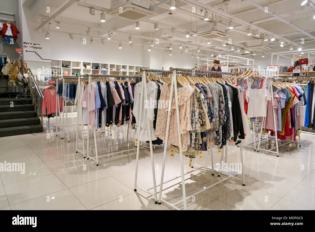BUSAN, SOUTH KOREA - CIRCA MAY, 2017: inside a store in Busan Stock ...