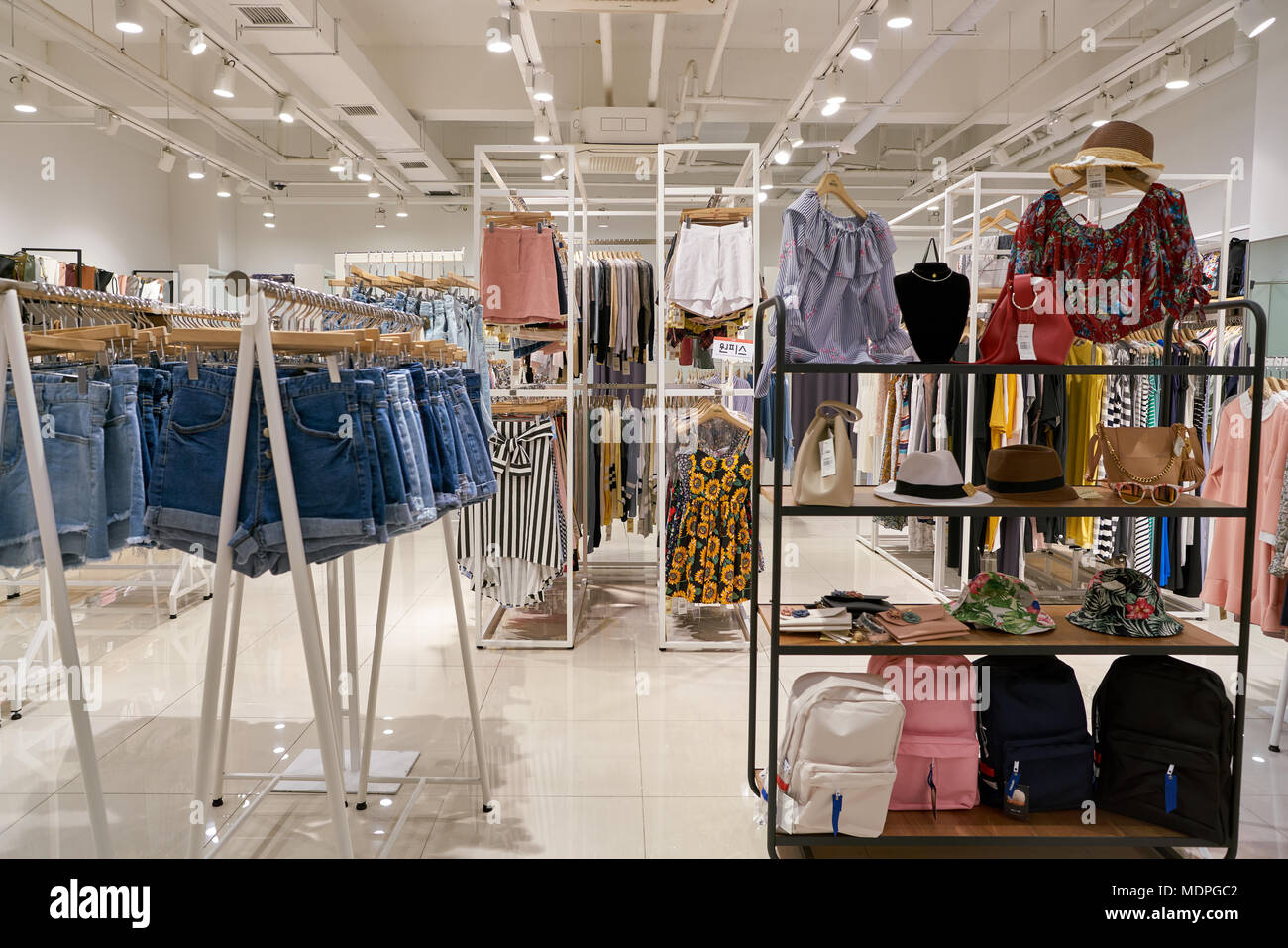 BUSAN, SOUTH KOREA - CIRCA MAY, 2017: inside a store in Busan Stock ...