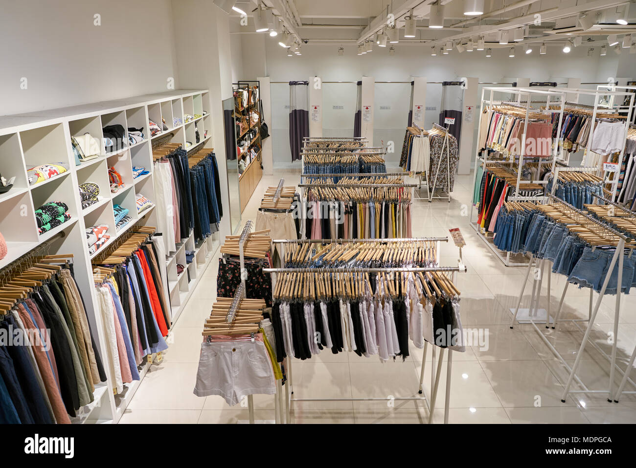 BUSAN, SOUTH KOREA - CIRCA MAY, 2017: inside a store in Busan Stock ...
