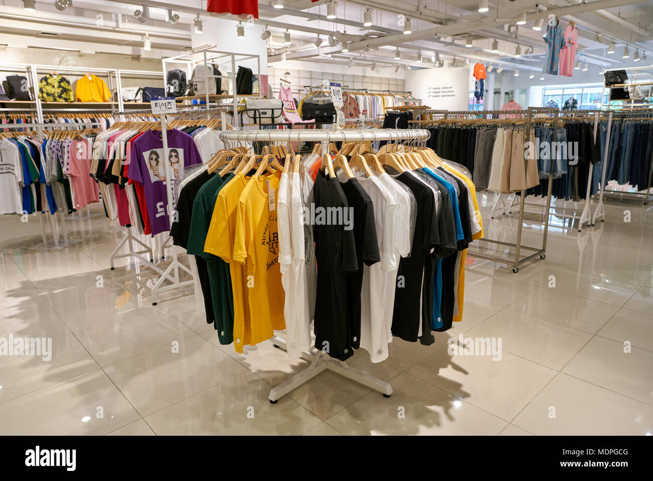 BUSAN, SOUTH KOREA - CIRCA MAY, 2017: inside a store in Busan Stock ...
