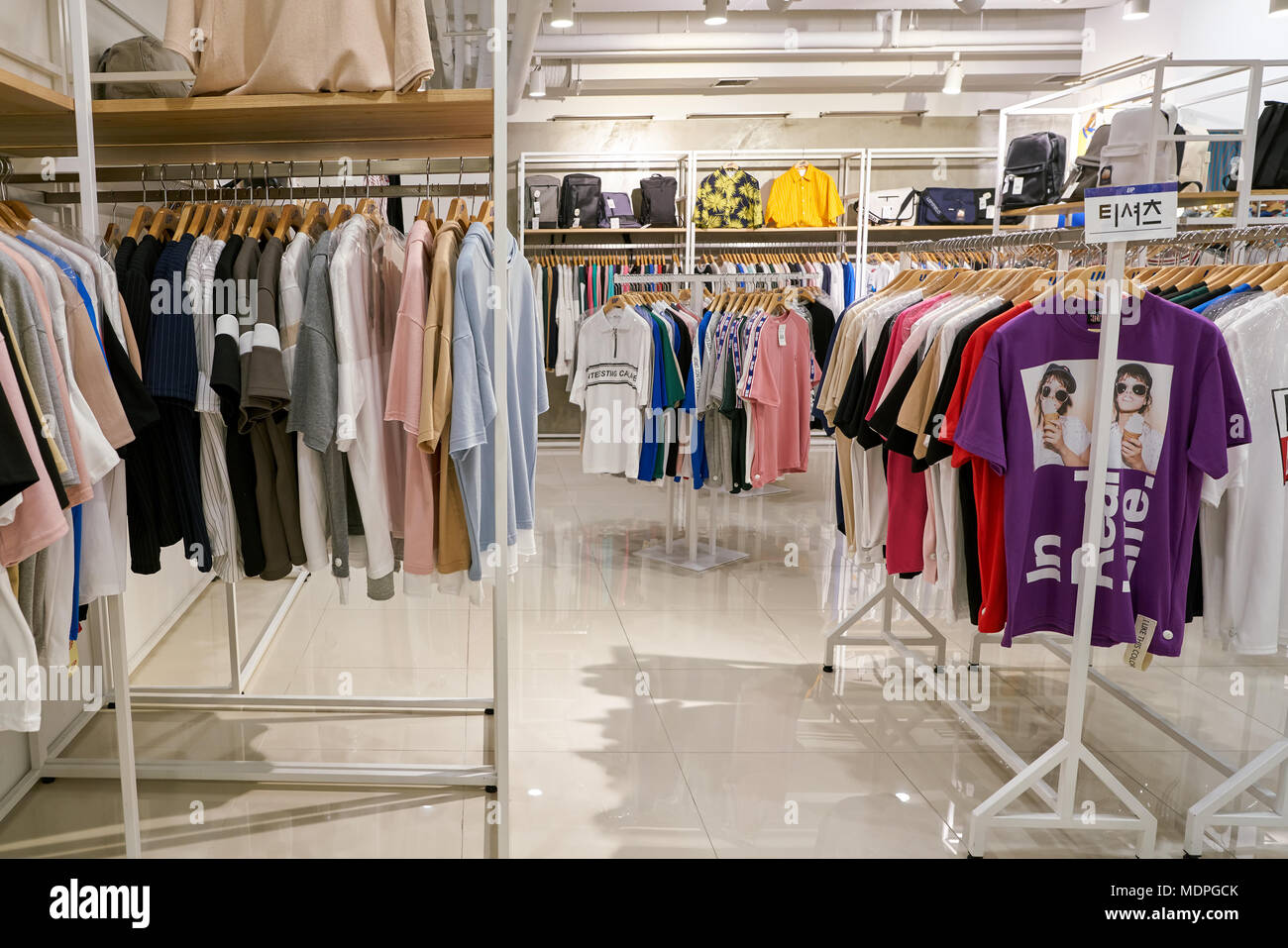 BUSAN, SOUTH KOREA - CIRCA MAY, 2017: inside a store in Busan Stock ...