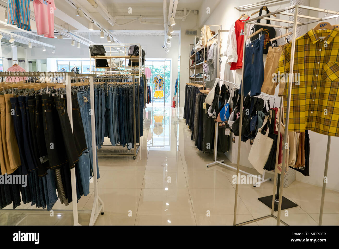 BUSAN, SOUTH KOREA - CIRCA MAY, 2017: inside a store in Busan Stock ...