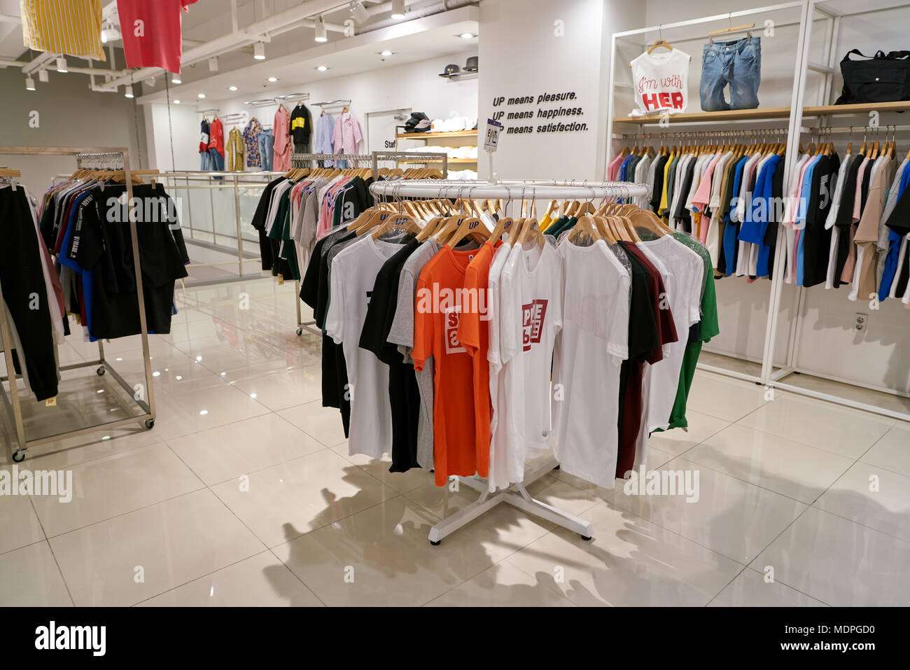 BUSAN, SOUTH KOREA - CIRCA MAY, 2017: inside a store in Busan Stock ...