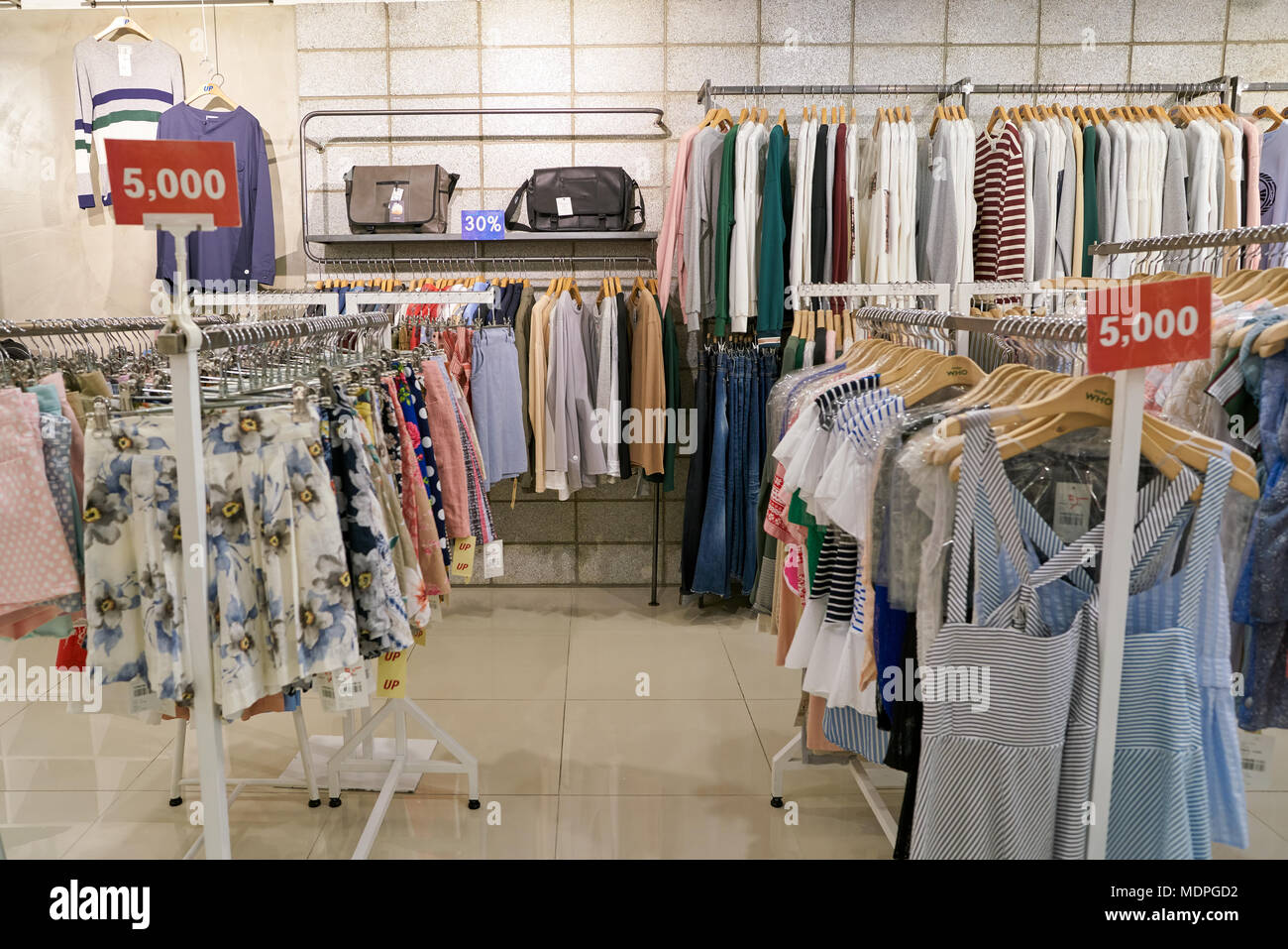 BUSAN, SOUTH KOREA - CIRCA MAY, 2017: inside a store in Busan Stock ...