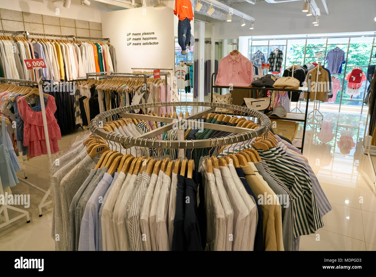 BUSAN, SOUTH KOREA - CIRCA MAY, 2017: inside a store in Busan Stock ...