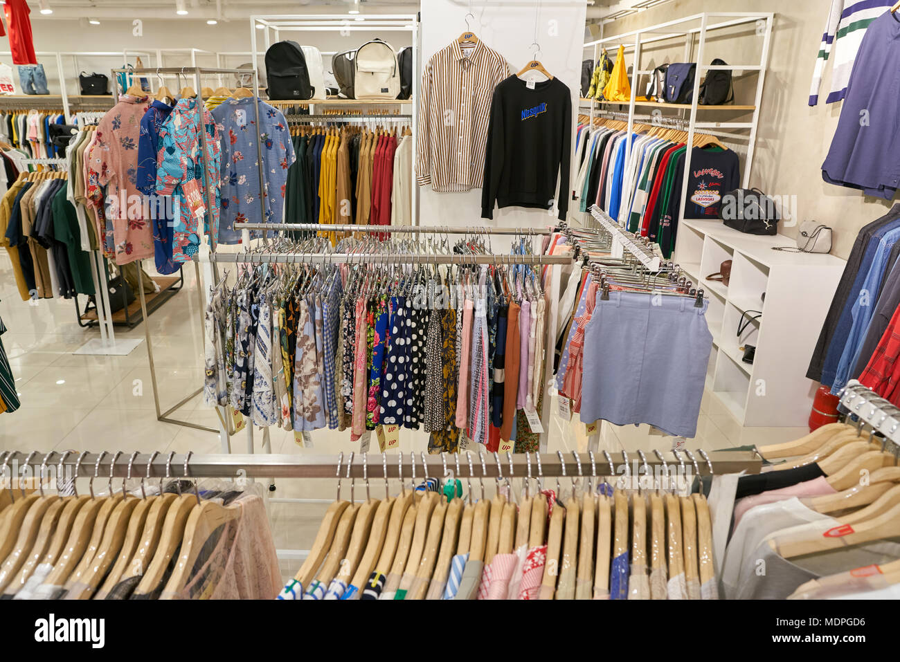 BUSAN, SOUTH KOREA - CIRCA MAY, 2017: inside a store in Busan Stock ...