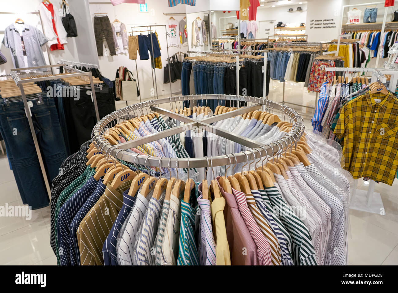 BUSAN, SOUTH KOREA - CIRCA MAY, 2017: inside a store in Busan Stock ...