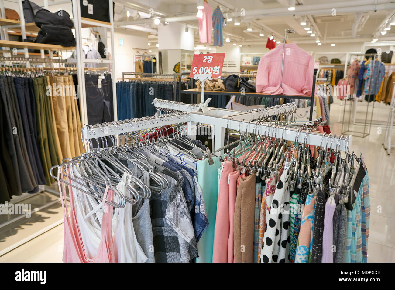 BUSAN, SOUTH KOREA - CIRCA MAY, 2017: inside a store in Busan Stock ...
