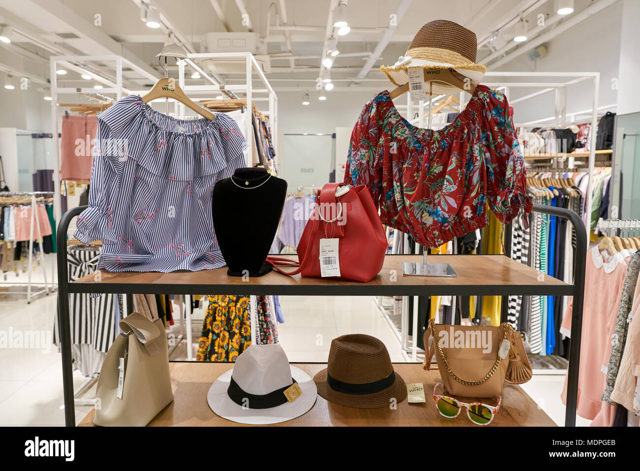 BUSAN, SOUTH KOREA - CIRCA MAY, 2017: inside a store in Busan Stock ...
