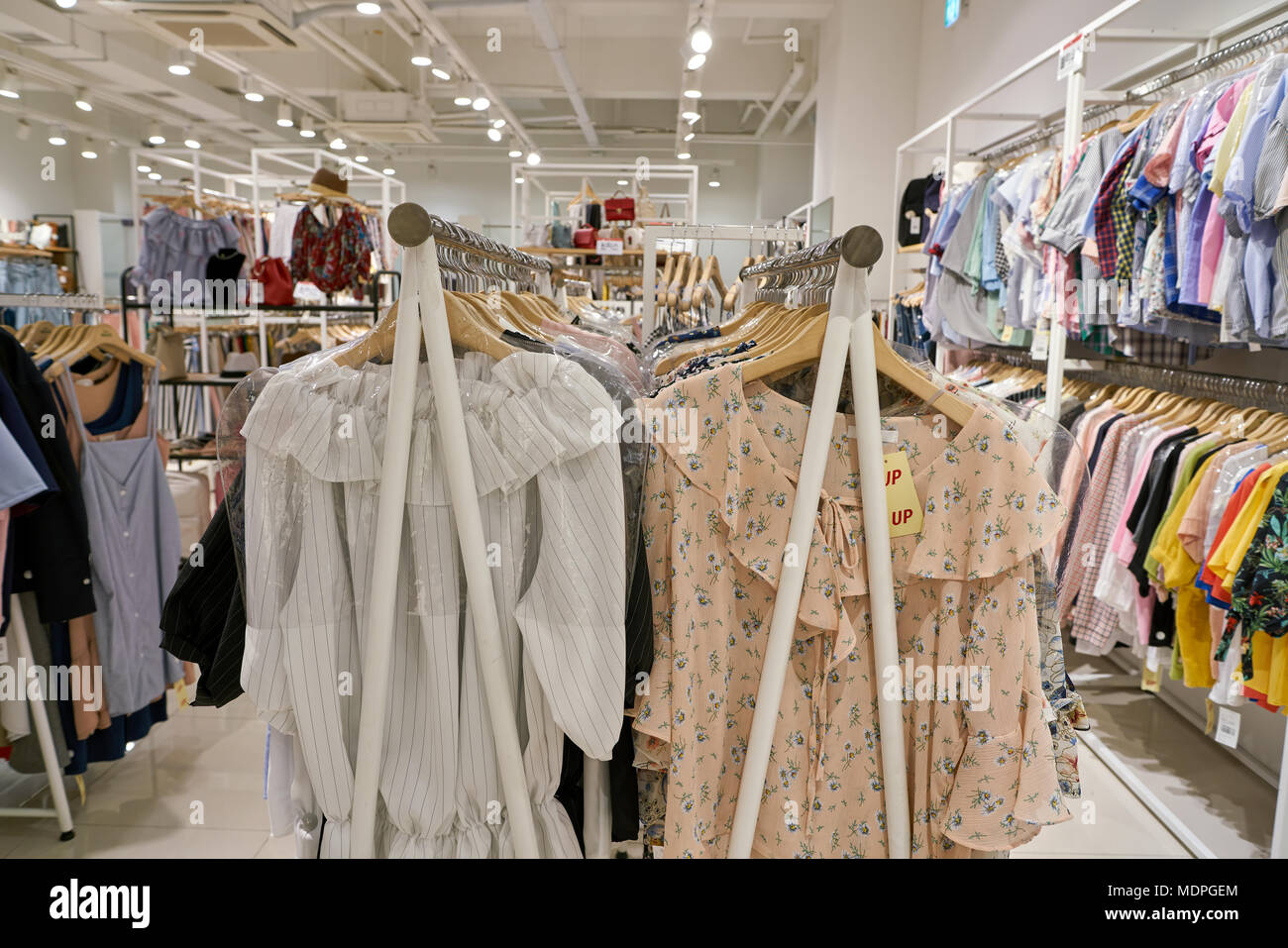 BUSAN, SOUTH KOREA - CIRCA MAY, 2017: inside a store in Busan Stock ...