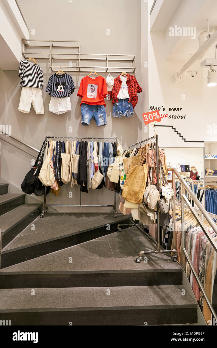 BUSAN, SOUTH KOREA - CIRCA MAY, 2017: inside a store in Busan Stock ...