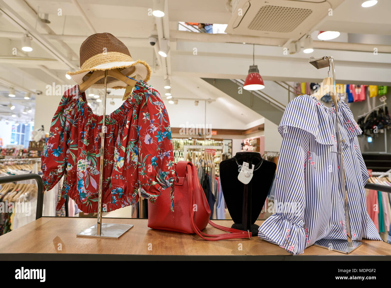 BUSAN, SOUTH KOREA - CIRCA MAY, 2017: inside a store in Busan Stock ...