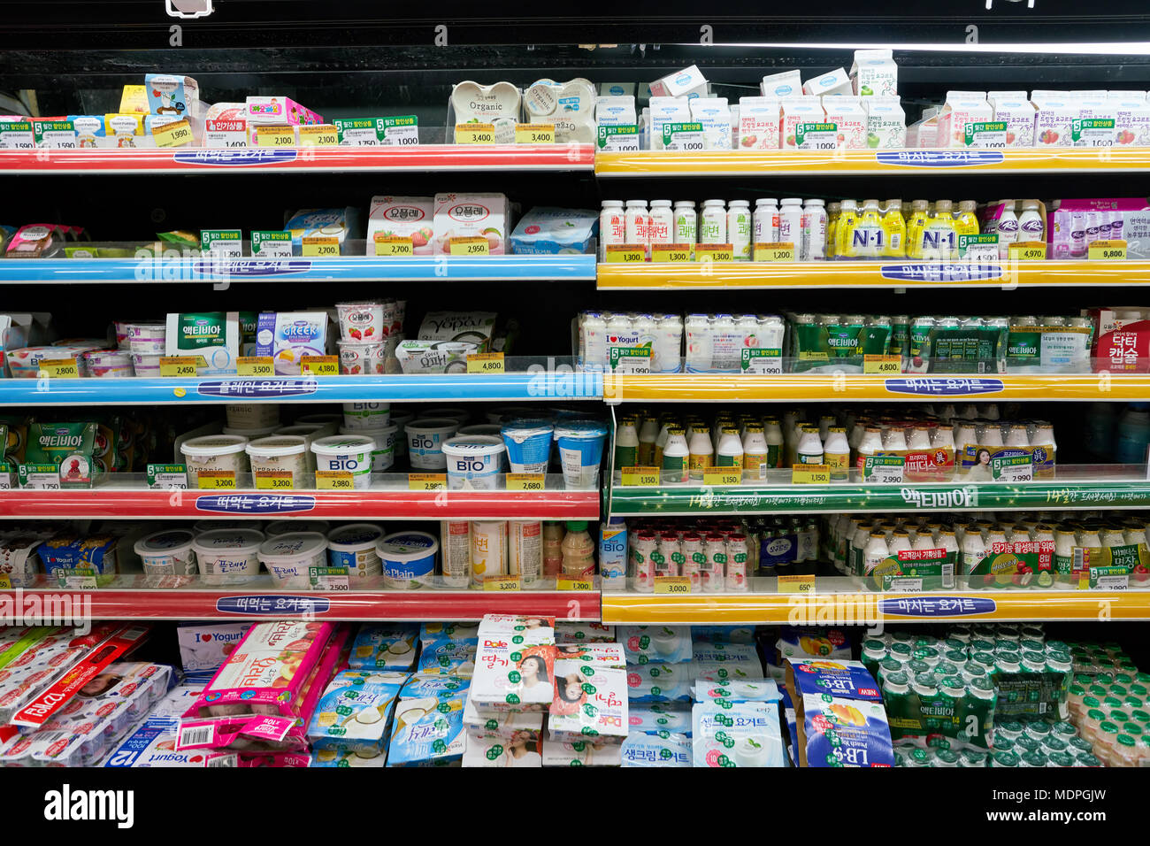 BUSAN, SOUTH KOREA - CIRCA MAY, 2017: dairy products on display at a ...
