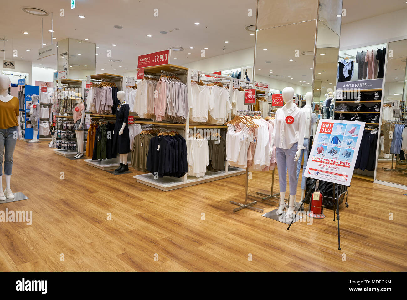 BUSAN, SOUTH KOREA - MAY 25, 2017: inside a Uniqlo store at Lotte Mall ...