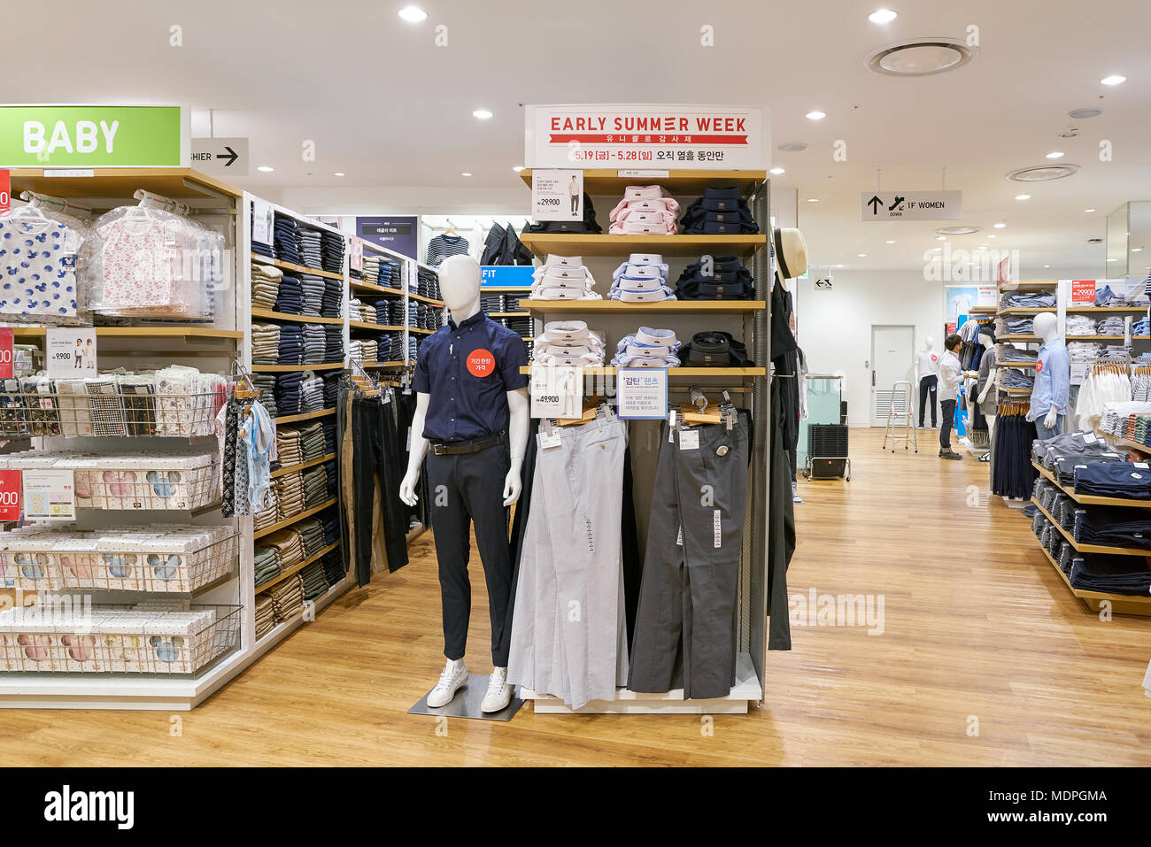 BUSAN, SOUTH KOREA - MAY 25, 2017: inside a Uniqlo store at Lotte Mall ...