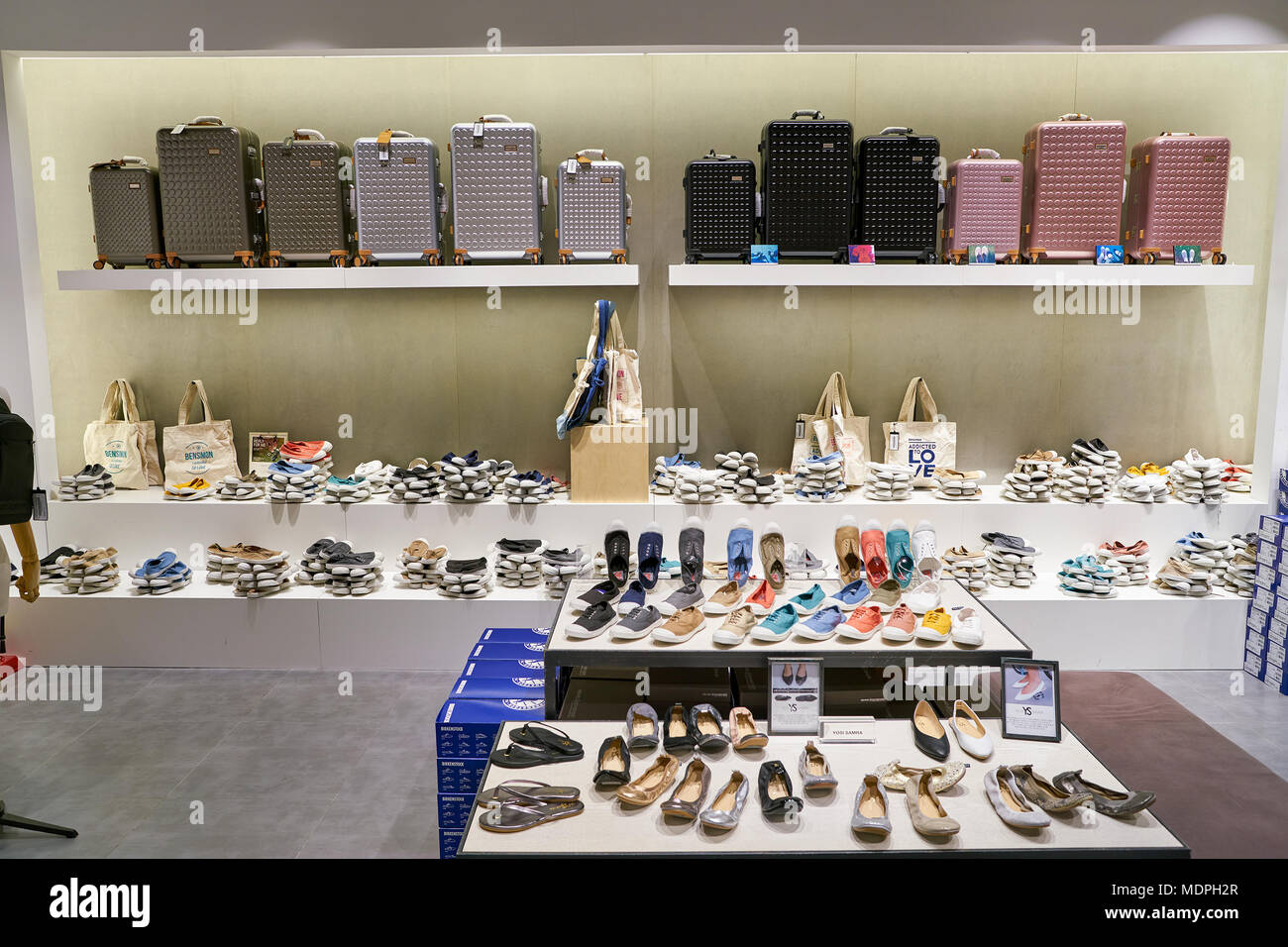 BUSAN, SOUTH KOREA - MAY 25, 2017: goods on display at a store at Lotte ...