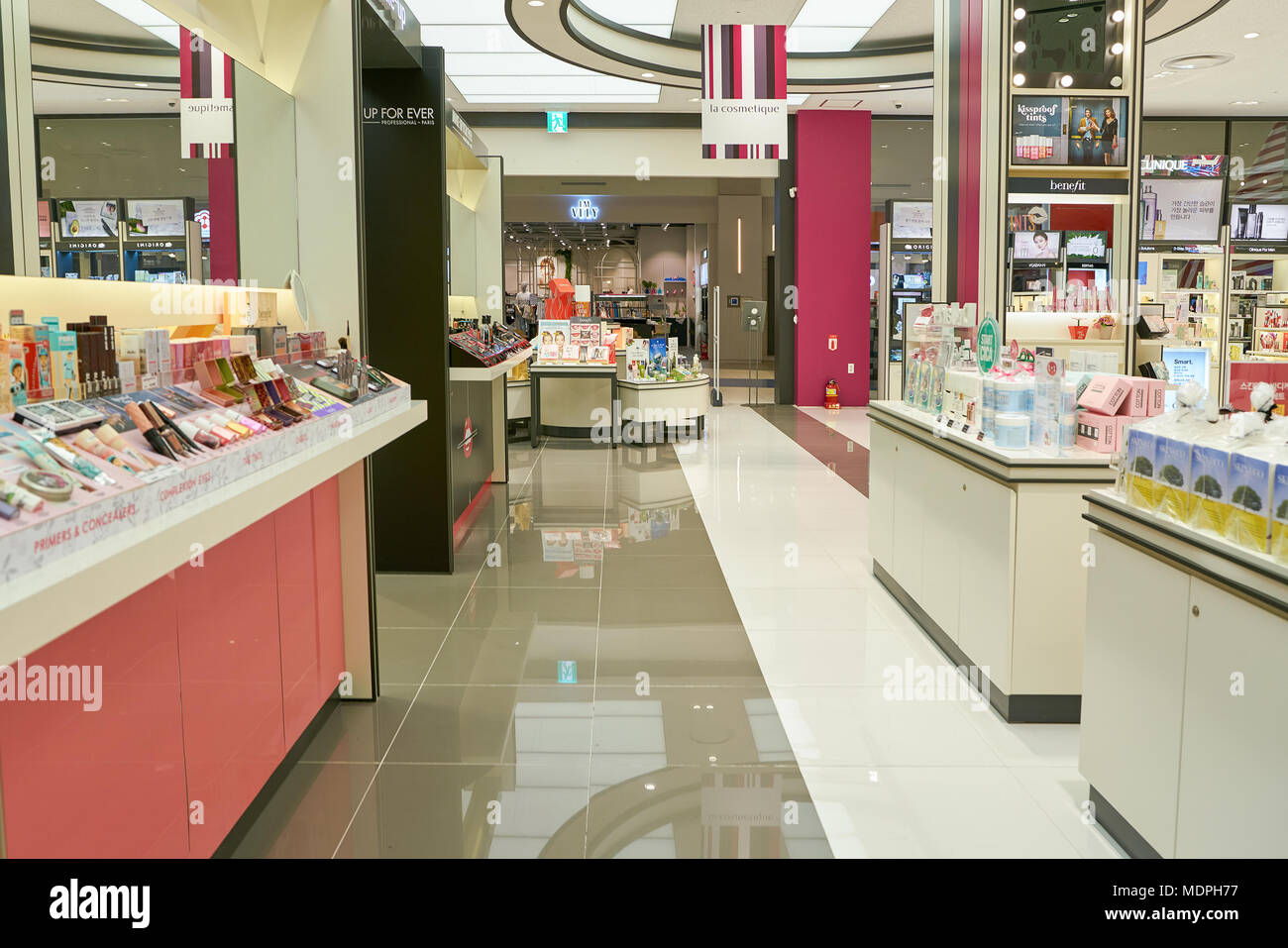 BUSAN, SOUTH KOREA - MAY 25, 2017: inside a cosmetics store at Lotte ...